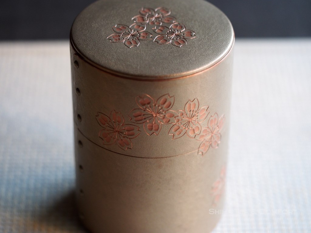 Gyokusendo Hand Made Copper Tea Canister Caddy with Sakura, Tsubame ...